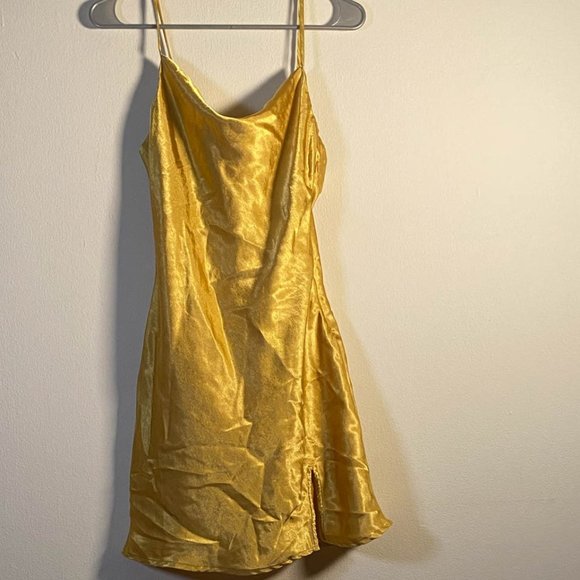 Dresses | Gold Satin Mini Dress | Poshmark
